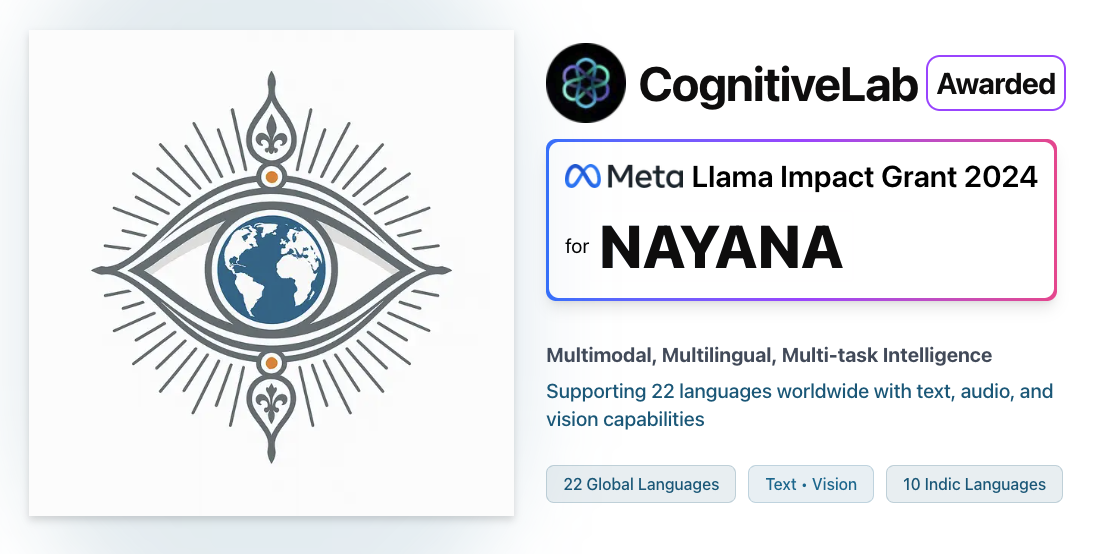 CognitiveLab Wins Meta's Llama Impact Grant 2024 for Project Nayana | CognitiveLab